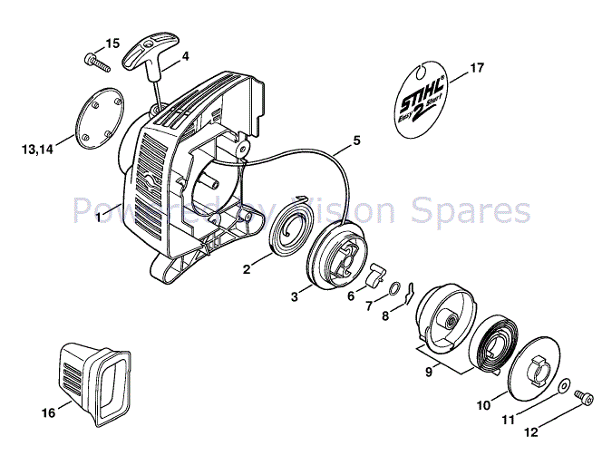Stihl KM 55 C E Engine KM 55 C E Parts Diagram Rewind starter ErgoStart Easy2Start